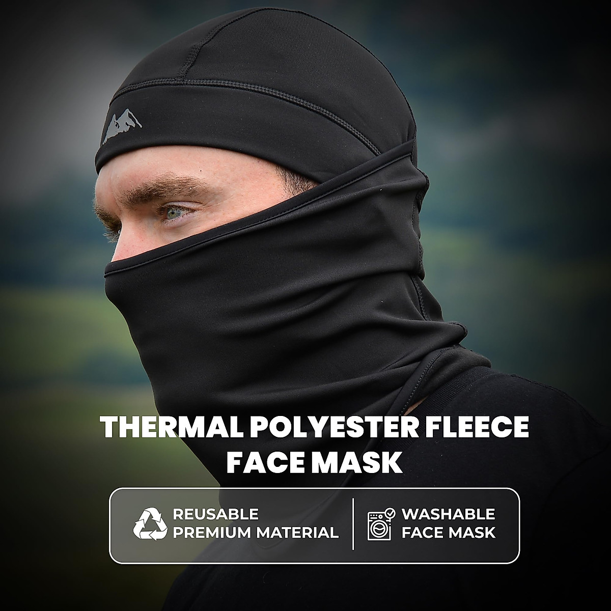 Mountain Made Balaclava Thermal Polyester Fleece Face Mask, Black, One Size