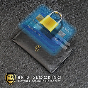 TMSP RFID Wallet for Men - Real Saffiano Leather Business Card Holder Wallet for Men - RFID Blocking Wallet - Credit Card Holder for Men - Minimalist Wallet for Men - Leather Card Holder