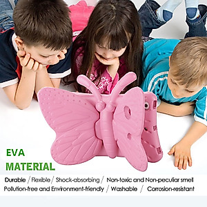 iPad Mini Case for Kids, Light Weight Cute Butterfly Design Shockproof Drop-Proof Soft EVA Foam Protective Tablet Case Cover for Apple iPad Mini 1/2/3/4 - Pink