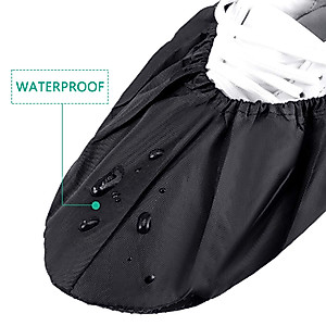 8 Pairs Non Slip Reusable Shoe Covers Waterproof Boot Covers for Household Carpet Floor Protection Machine Washable (Black)