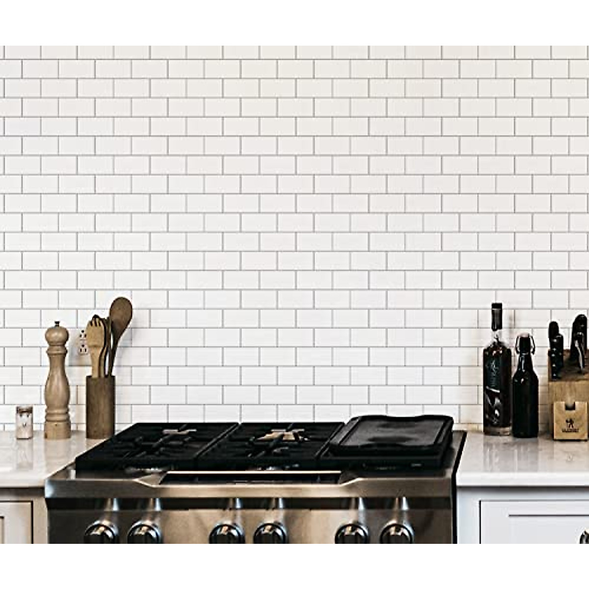 Art3d Peel and Stick Backsplash, 14x12 Subway Tiles, Faux Ceramic Tiles (10 Tiles, Thicker Version)
