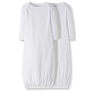 Moon and Back by Hanna Andersson Baby Girls' Organic Cotton Long-Sleeve Sleeper Gown, Pack of 2, White, 0-3 Months