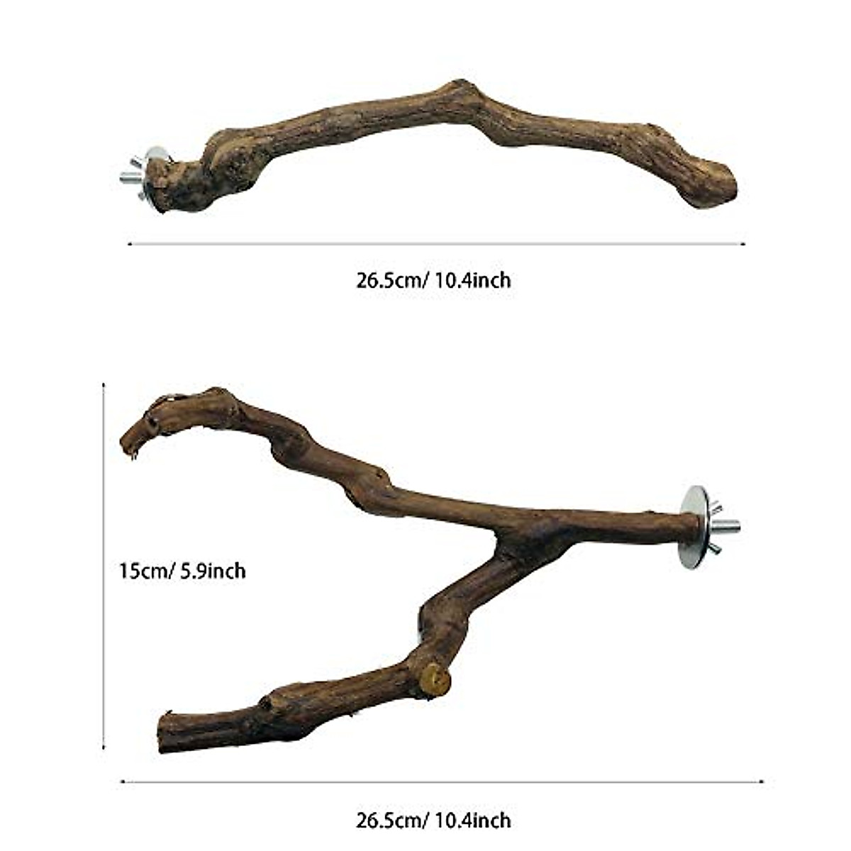 Allazone 5 PCS Bird Perch Natural Grape Stick Bird Standing Stick Swing Chewing Bird Toys Natural Grapevine Bird Cage Perch for Parrot Cages Toy for Cockatiels, Parakeets, Finches