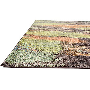 Unique Loom Jardin Collection Colorful, Vibrant, Abstract Watercolor Area Rug, Square 8' 0" x 8' 0", Multi/Beige