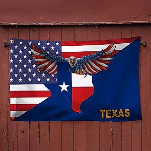 Texas Eagle Behind American Flag, American Eagle Veteran Flag, 3x5 Double 3x5inch