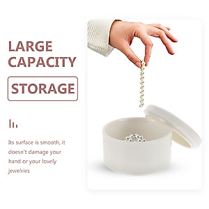 Zerodeko Ceramic Jewelry Box White Ceramic Jewelry Case Ring Holder Trinket Jewel Box for Wedding Anniversary Birthday Bridal Gift White