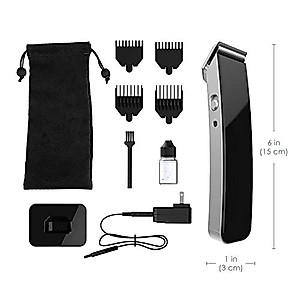 Pure Enrichment TRYM Lithium Rechargeable Beard Trimmer - 11-Piece Grooming Kit with Cordless Use, Charging Dock, 4 Trim Attachments, Cleaning Brush, Clipper Oil, and Drawstring Travel Bag (Black)