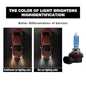 ZBGUN 2 PCS H11 Car Halogen Bulb, 12V 100W Quartz Glass Fog Light Set, Universal High Low Spotlight Replacement Accessories, Compatible with Most Cars, Motorcycles (White)