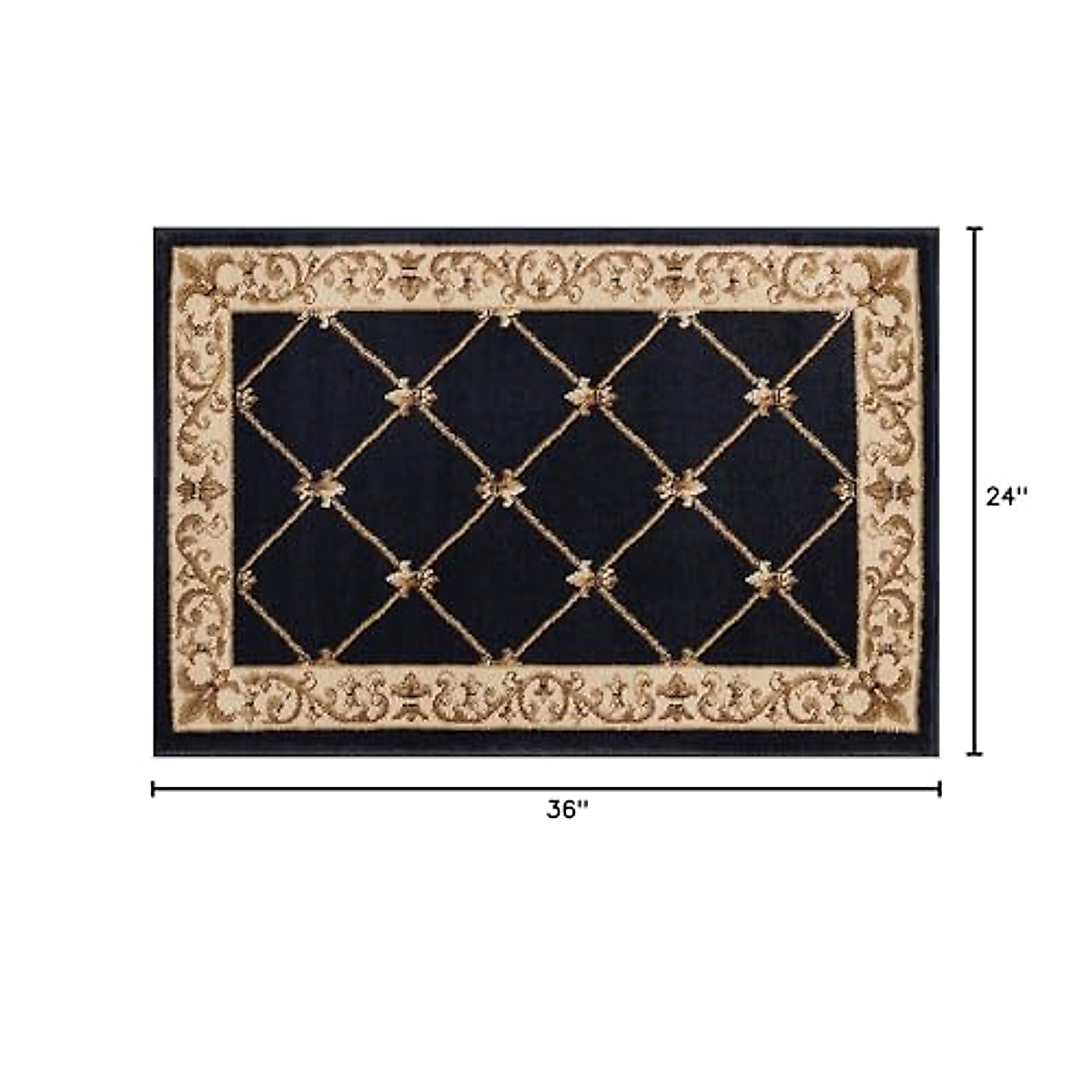 Tayse Orleans Black 2x3 Entry Rug - Indoor Front Door Rug - Small Area Rug - Kitchen Rug - Bath Rug - Contemporary Carpet - Alfombras para Salas, (SNS4883 2x3)