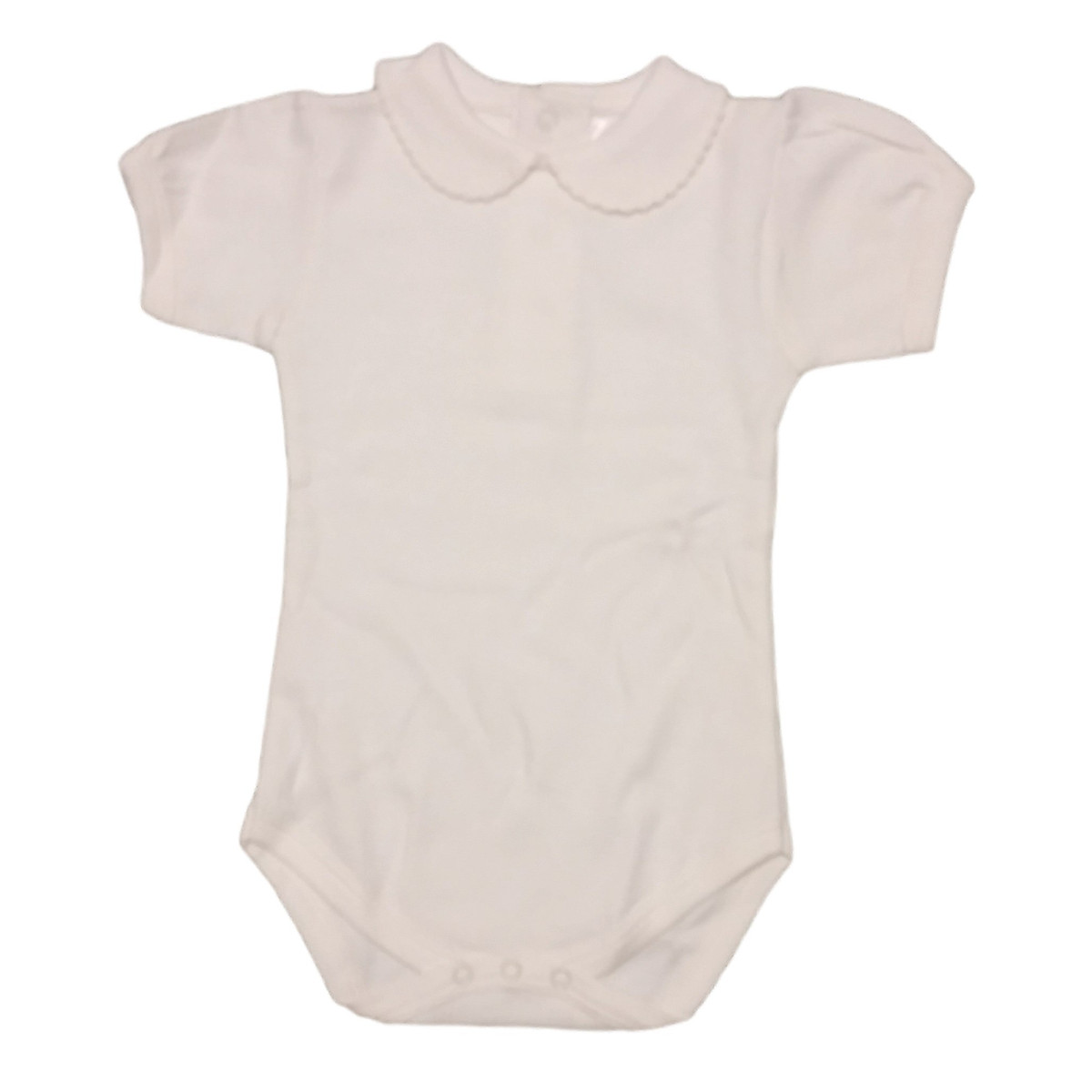 CARLINO Baby Peter Pan Collared Bodysuit - Short Sleeve, Extra Soft, 6 Colors Available … White