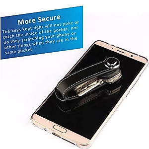 Leather Key Organizer, Minimalist Key Chain, Compact key holder, Smart keychain (RED)