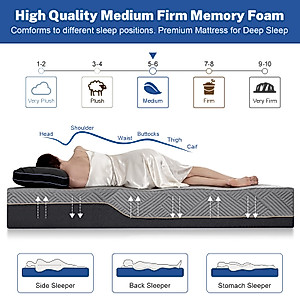 WEUP Memory Foam Mattress Queen 12 Inch, Cooling Green Tea/Gel Mattress with Ice Silk Cover, Luxury Medium Firm Mattress for Back Pain, Bed Mattress Made in USA, CertiPUR-US Certified 80'' x 60''