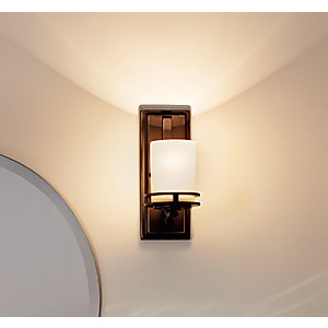 Kichler Hendrik 12" 1 Light Wall Sconce with Light Umber Etched Glass Olde Bronze®