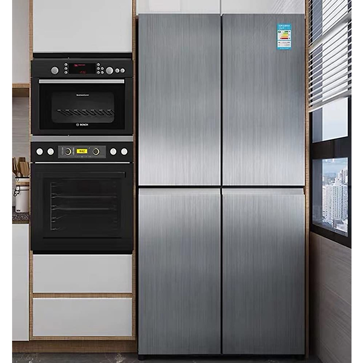 Yancorp Brushed Silver Contact Paper Stainless Steel Contact Paper Peel and Stick on Removable Countertop Self-Adhesive Kitchen Fridge Liner Covers (15.7"x78")