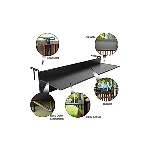 Balcony Bar Table for Railings, Outdoor Folding Deck Rail Table for Patio, Balcony Hanging Desk for Many Railings Compatible, Wooden Bar Serving Table for Porch (Walnut, XS: 21 x 11.8 Inches)