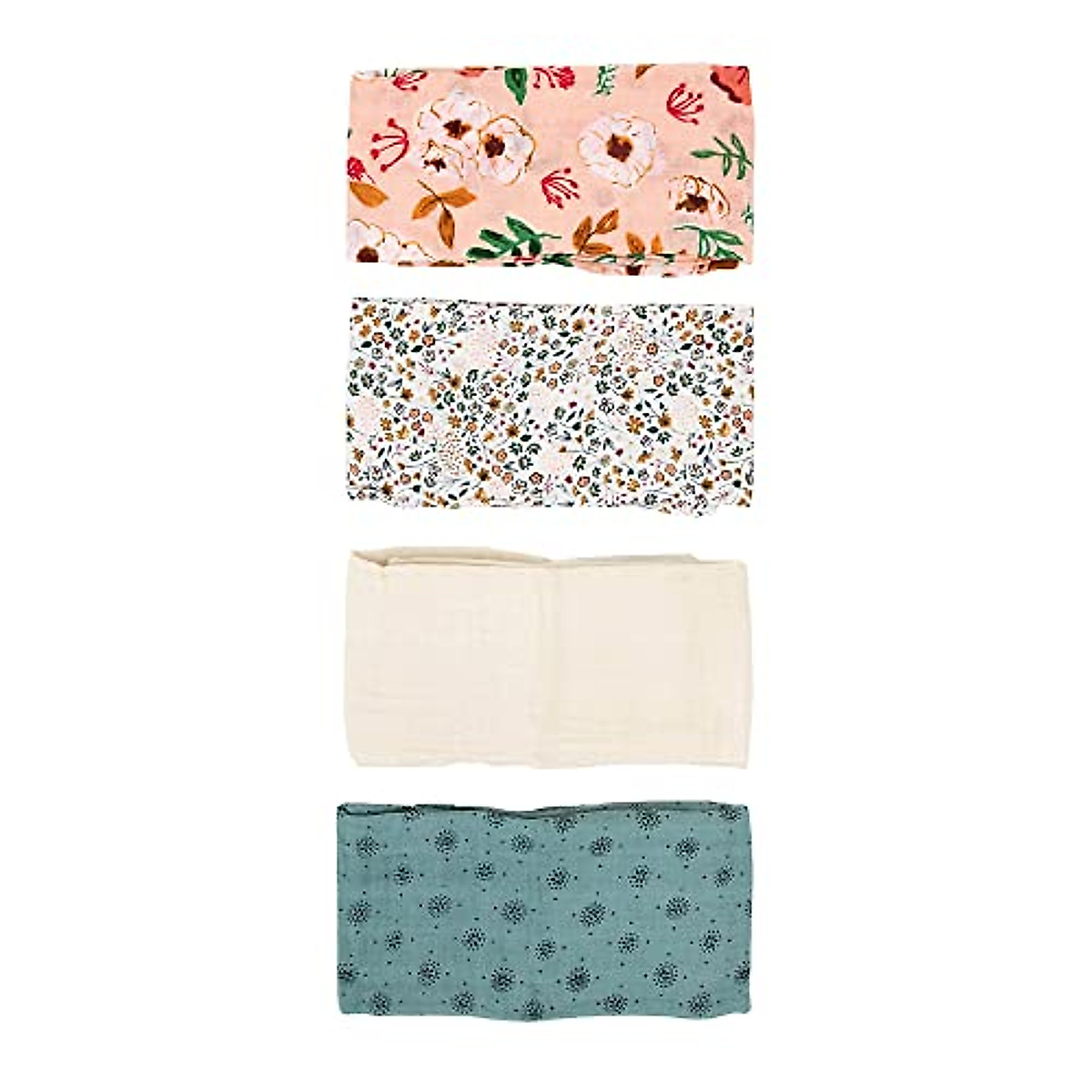 Little Unicorn Cotton Muslin Squares 4 Pack | Nursing, Burping, Feeding, Wiping, Spills | Super Soft and Lightweight Blanket for Baby Boys and Girls | 27.5” x 27.5” | Vintage Floral Set
