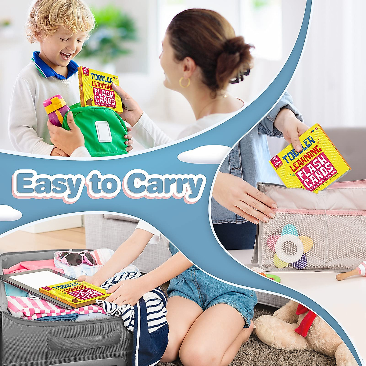 Flash Cards for Toddlers 1 2 3 4 Years, Alphabet Flash Cards with 58 Cards Colors Shapes Numbers Animals and Alphabet for Toddler Learning Activities