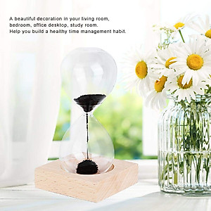 Worii Sand Clock Decor, Household Desktop Magnetic Glass Sand Clock Hourglass Timer with Base Decoration Ornament