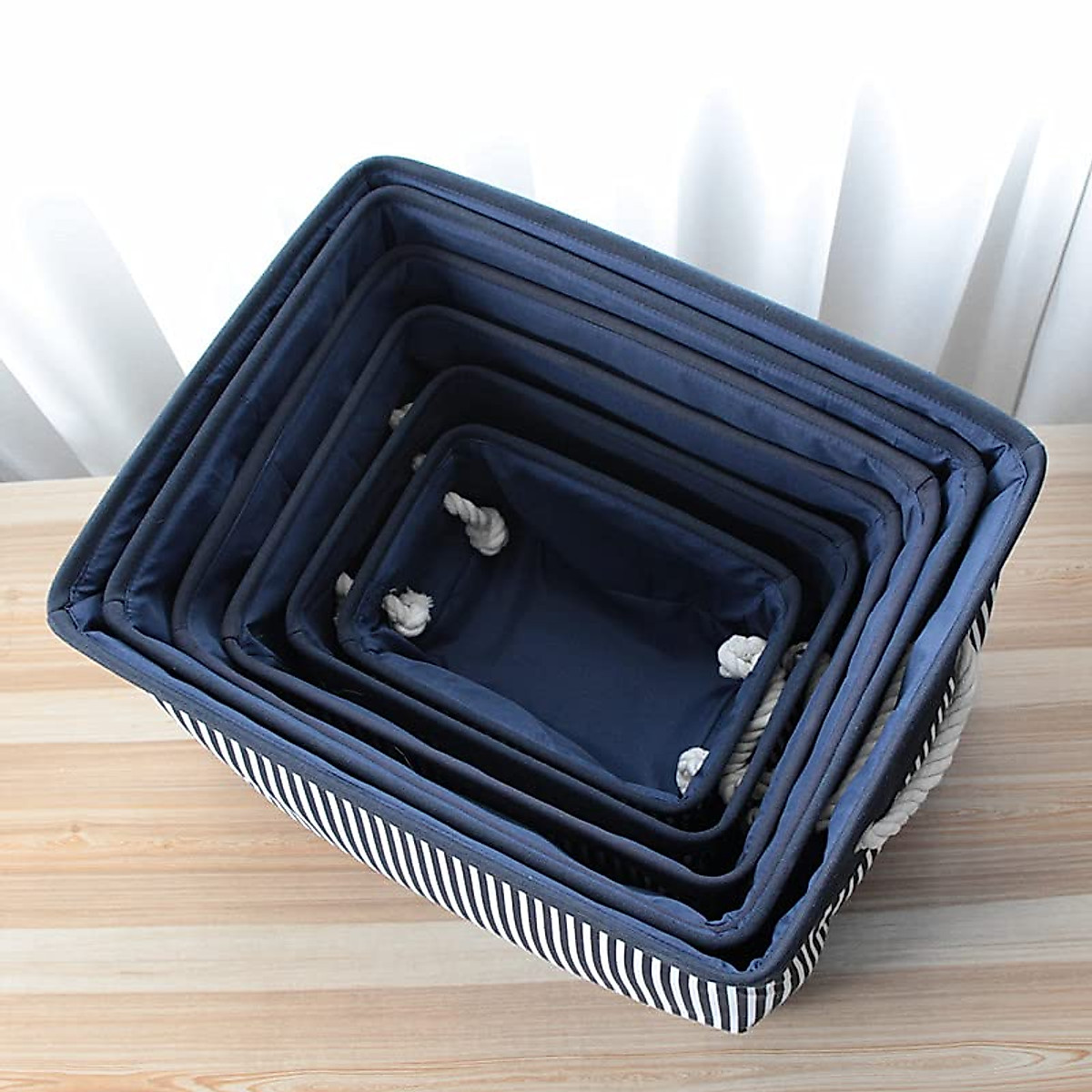 Queenie Wong 2 Pack Closet Canvas Fabric Storage Basket Storage Bins Organizing Baskets for Shelves, Closets, Laundry, Nursery, Decorative Baskets for Gifts Empty