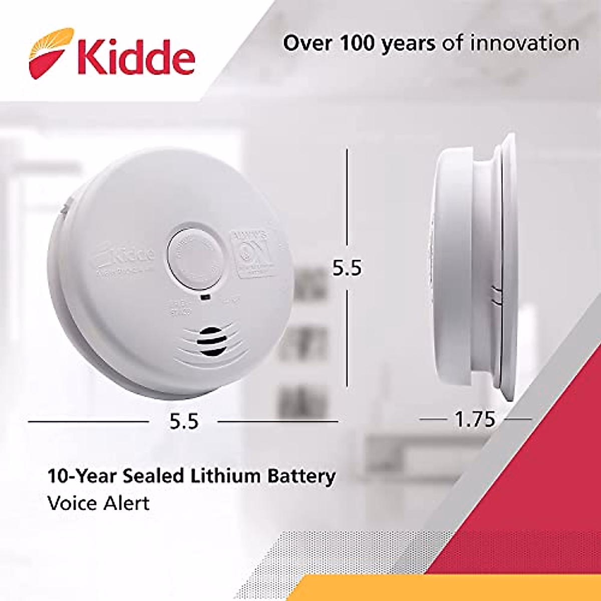 Kidde Hardwired Smoke Detector, 10-Year Battery Backup, Interconnect, Test-Silence Button, 2 Pack