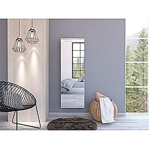 TuHome White Modern Engineered Wood LETO Wall Mounted Shoe Rack with Mirror