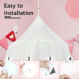 Daksha White Princess Bed Canopy, Mosquito Net for Kids Bed, Play Tent, Children Reading Nook Canopies Indoor, Hanging Bed Net for Girls Room House