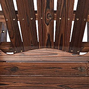 KINTNESS Adirondack Rocking Chair Vintage Wagon Wheel Design Outdoor Furniture for Garden,Patio,Backyard Natural