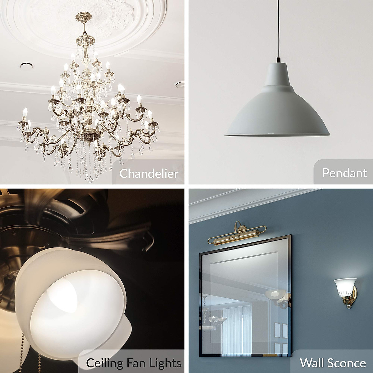 Simba Lighting LED Candelabra Light Bulbs B11 (C37) Candle Shape E12 Base (6 Pack) | Decorative 7W 60W Replacement 110V, 120V for Chandelier, Ceiling Fan, PC Cover, Non-Dimmable, Daylight 5000K