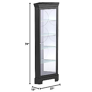 Pulaski Corner Curio, 27 by 15 by 74-Inch, Black