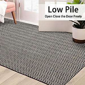 Tyrot Boho Small Bathroom Rugs 2x3 Washable Rug for Entryway Woven Cotton Black and Cream Front Door Mat Farmhouse Reversible Low Pile Front Porch Rug Carpet for Kitchen Foyer Entrance Indoor Laundry