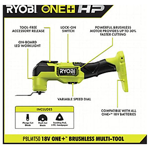 ONE+ HP 18V Brushless Cordless 5-Tool Combo Kit with (2) 1.5 Ah Batteries, Charger, and Bag
