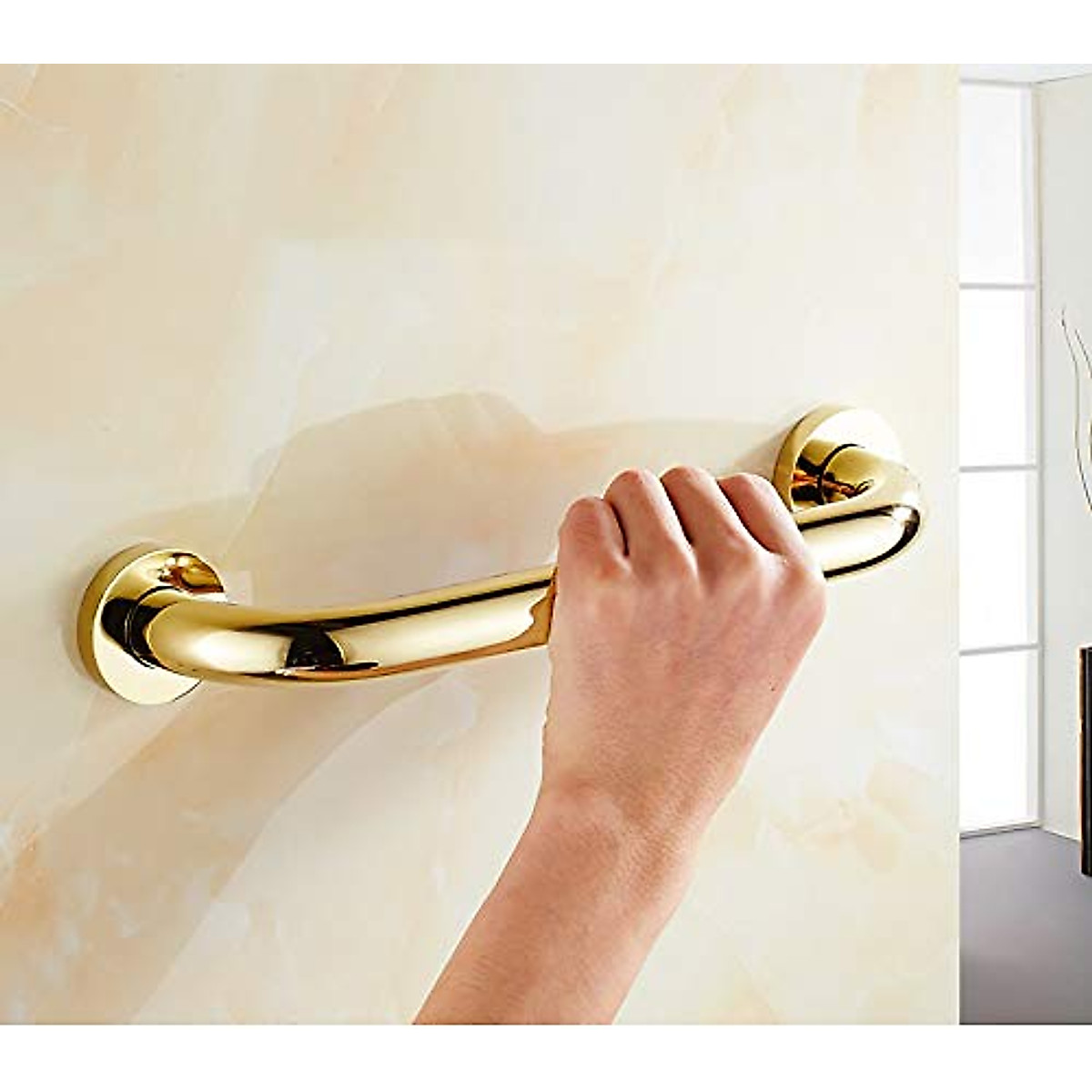 CRODY Bath Wall Attachment Handrails Grab Bar Rails Brass Shower Non-Slip Grab Bar,Wall Mounted Towel Rack Handrail, Bathtub Bathroom Safety Support Rail,Elderly Disabled Pregnant Women Polished Handl