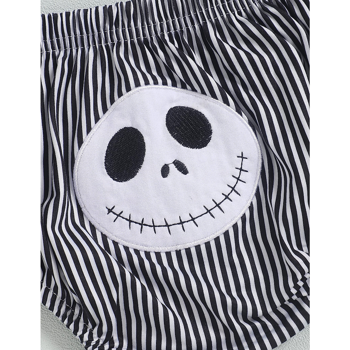 My First Halloween Outfit Baby Boy Newborn Gentleman Suspender Romper and Skull Bottom Halloween Clothing (Skull Striped, 0-3 Months)