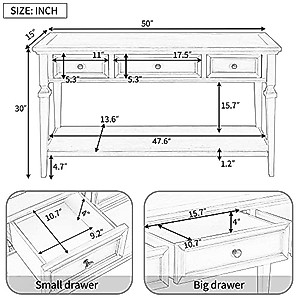 P PURLOVE Console Table with Drawers and Shelf, Sofa Table Entryway Table for Entryway Living Room Hallway (Gray Wash)
