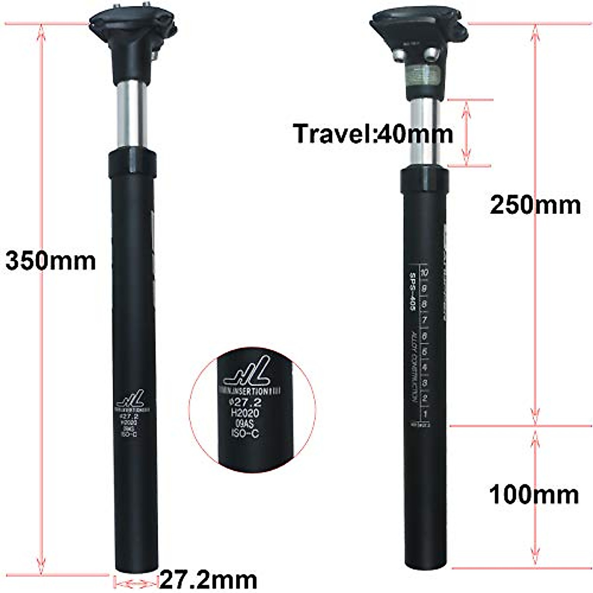 27.2 Suspension SeatPost MTB Mountain Bike Damping Road Track Bicycle Seat Post 27.2mm Adjustable Seat Saddle Tube