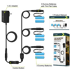 Lenink 1 to 3 AC Power Supply Adapter Kit with On/Off Switch, Battery Replacement for AA Battery (Black)