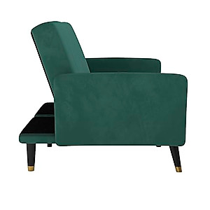 Flash Furniture Sophia Premium Split Back Sofa Futon - Emerald Green Velvet Upholstery - Solid Wood Legs - Convertible Sleeper Couch for Small Spaces