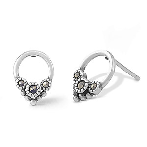 Boma Jewelry Sterling Silver Marcasite Circle Bead Stud Earrings