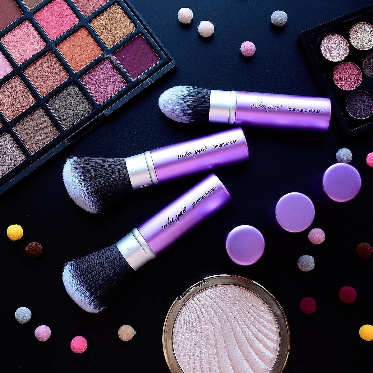 Vela.Yue Retractable Face Kabuki Brush Round Powder Makeup Brushes