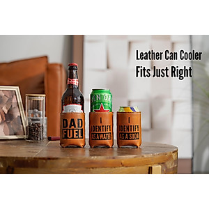 Funny Birthday Gifts for Men, Gifts for Dad Husband Hubby Boyfriend BF, Gag Gift, Retirement Gift, I Identify As A Water Faux Leather Can Cooler Sleeve