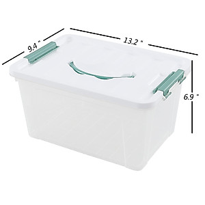 Yarebest 14 Quart Clear Latching Box with Lid & handle, Plastic Storage Tote Set of 6