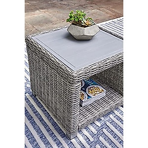 Signature Design by Ashley Naples Beach Casual Outdoor End Table, Light Gray