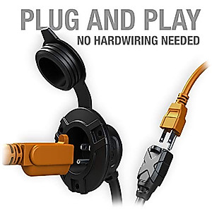 NOCO GCP1 15A AC Port Plug, 125V Power Inlet Socket, and Waterproof Electrical Outlet Receptacle Box with 16-Inch Integrated Outdoor Extension Cord