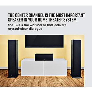 Polk Audio T30 100 Watt Home Theater Center Channel Speaker - Hi-Res Audio with Deep Bass Response | Dolby and DTS Surround | Single, Black