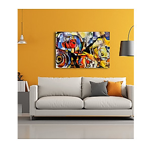 IPIC - A bouquet of beautiful flowers, oil painting in Picasso style. Giclee Print on Canvas Wall Art for Home Decor. 36x24