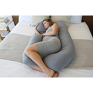 Pharmedoc Pregnancy Pillows, U-Shape Full Body Pillow – Cooling Cover Dark Grey – Pregnancy Pillows for Sleeping – Body Pillows for Adults, Maternity Pillow and Pregnancy Must Haves