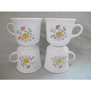 Corelle Vintage 1970s Corning Meadow Cup Mugs - Set of 4