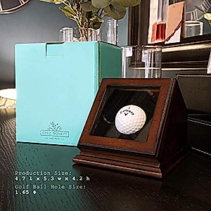 ChezMonett Hole in One Golf Ball Display Case Box - Custom Plaque Engraving - Wood with Glass Lid - Single