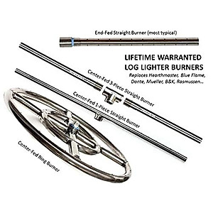 EasyFirePits 36 Inch Stainless Steel Lifetime Warranted Gas Fireplace Replacement Burner Straight END-FED Gas Log Lighter
