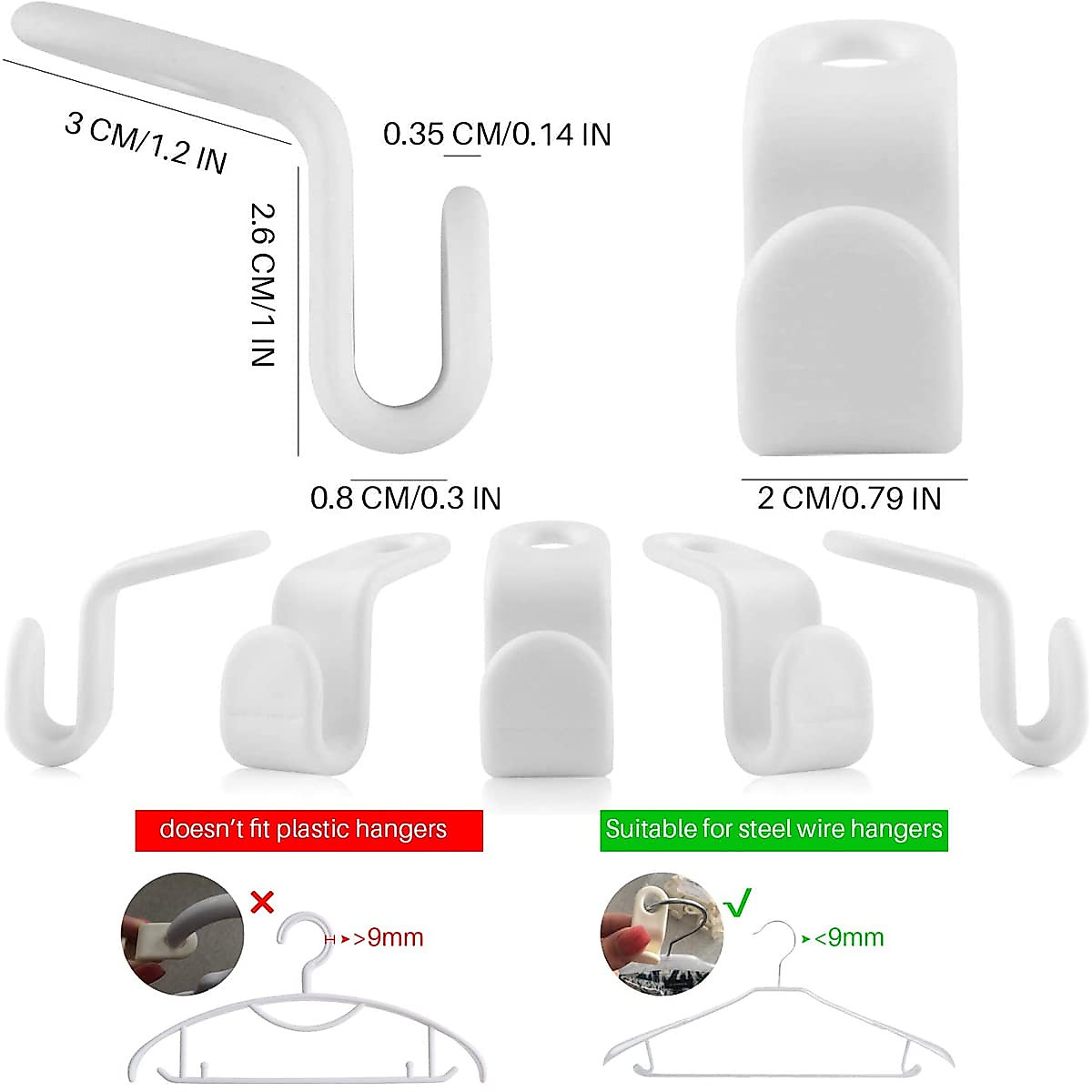 40PCS Clothes Hanger Connector Hooks, Cascading Clothes Hangers for Heavy Duty Space Saving Cascading Connection Hooks with 10 Pieces Clothing Size Dividers Hangers Closet Dividers for Clothes Closet